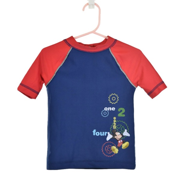 Disney | Swim | Disney Store Blue Red Mickey Mouse Rash Guard | Poshmark